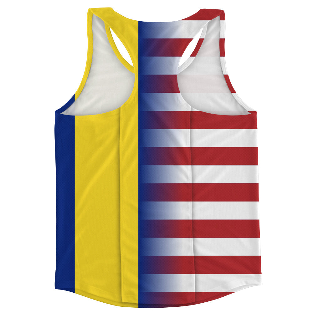 American Flag And Barbados Flag Combination Running Racerback Singlet ...