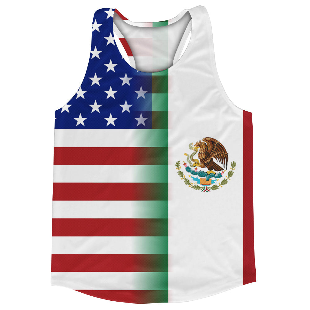 American Flag And Mexico Flag Combination Running Racerback Singlet ...