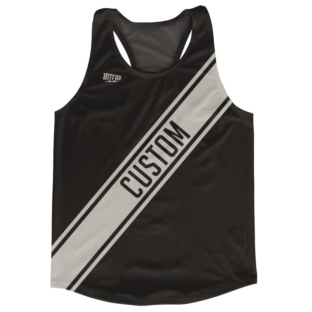 Ultras - Black & Cool Grey Custom Sash Running Tank Top Racerback Track ...
